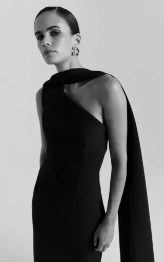 Rachel Gilbert Clara Single Shoulder Capelet Gown