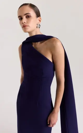 Rachel Gilbert Clara Single Shoulder Capelet Gown