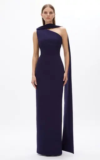 Rachel Gilbert Clara Single Shoulder Capelet Gown