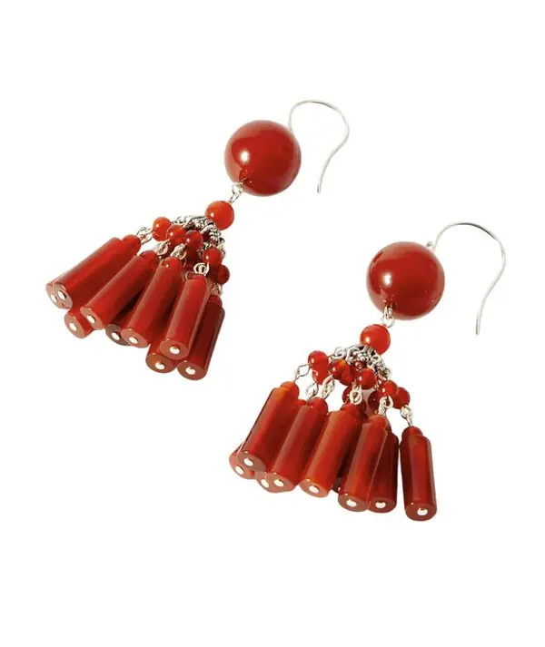 SOPHIE BUHAI Flamenco Silver Carnelian Tasseled Earrings - Red