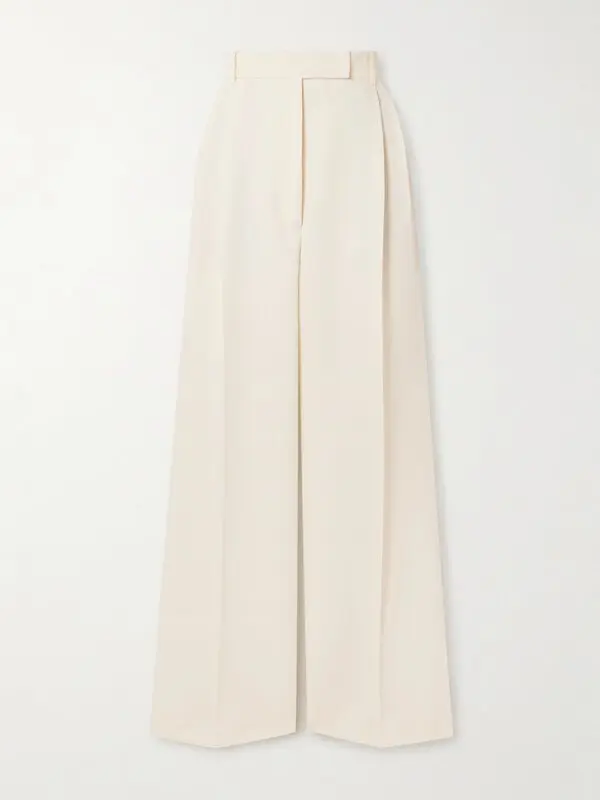 RÓHE Pleated Recycled-twill Wide-leg Trousers - Neutrals