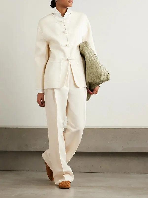 RÓHE Pleated Recycled-twill Wide-leg Trousers - Neutrals