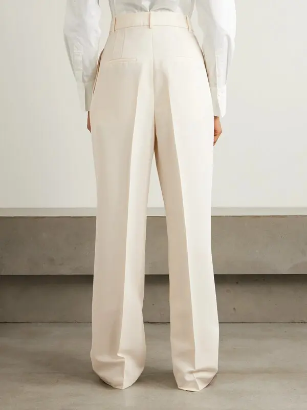 RÓHE Pleated Recycled-twill Wide-leg Trousers - Neutrals