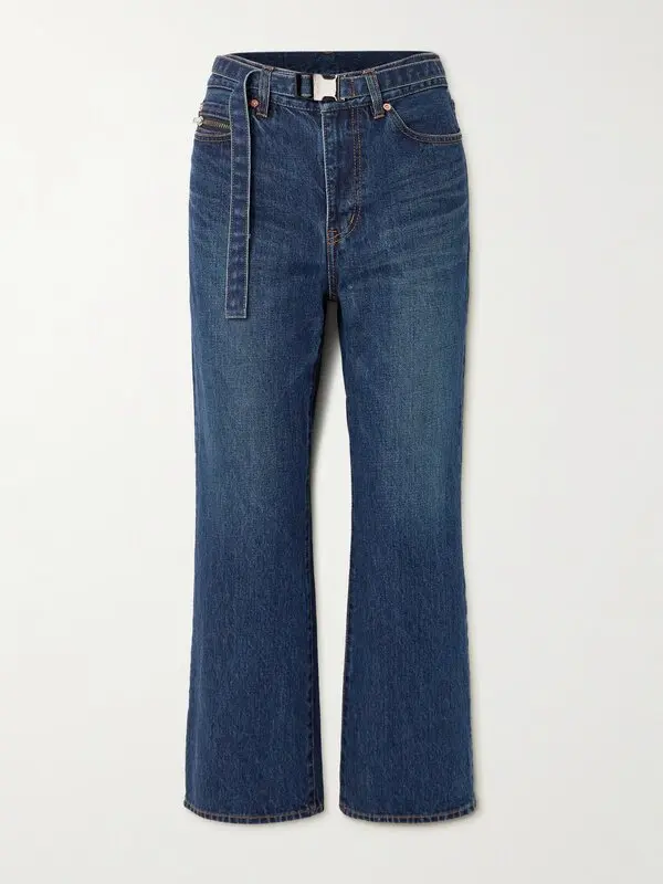 Sacai Belted Bootcut Jeans - Blue