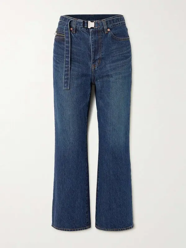 Sacai Belted Bootcut Jeans - Blue