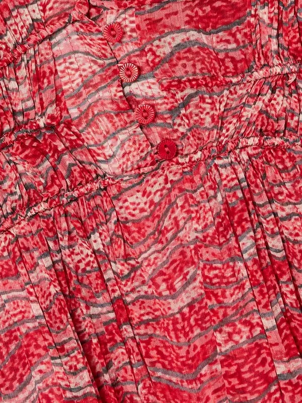 MARANT ETOILE Anawa Tie-detailed Gathered Printed Crepon Mini Dress