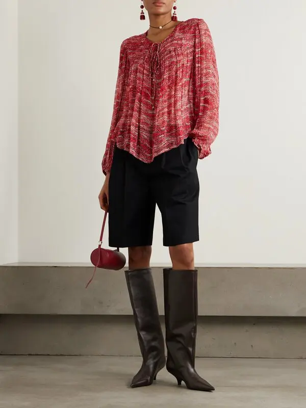 MARANT ETOILE Advika Printed Crepon Blouse - Red