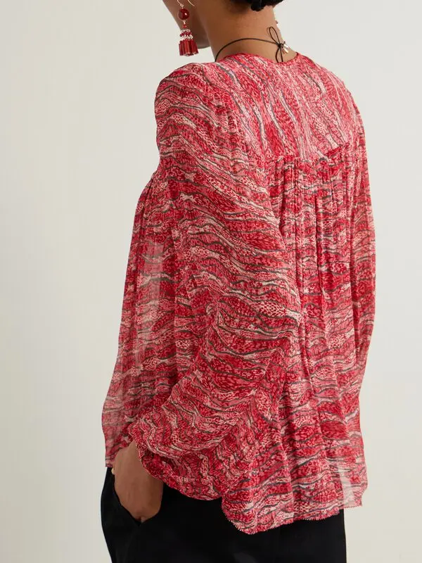 MARANT ETOILE Advika Printed Crepon Blouse - Red