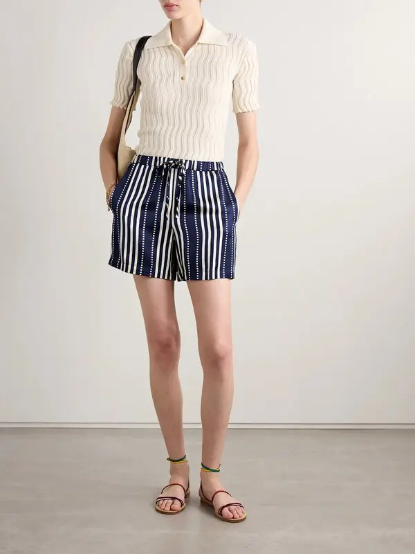 LEMLEM Safia Striped Satin Shorts - Blue