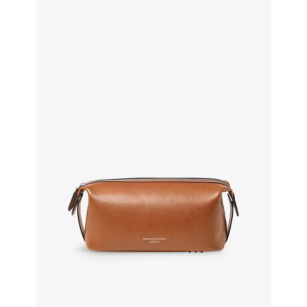 ASPINAL OF LONDON Mount Street Logo-embossed Leather Wash Bag - Chestnut