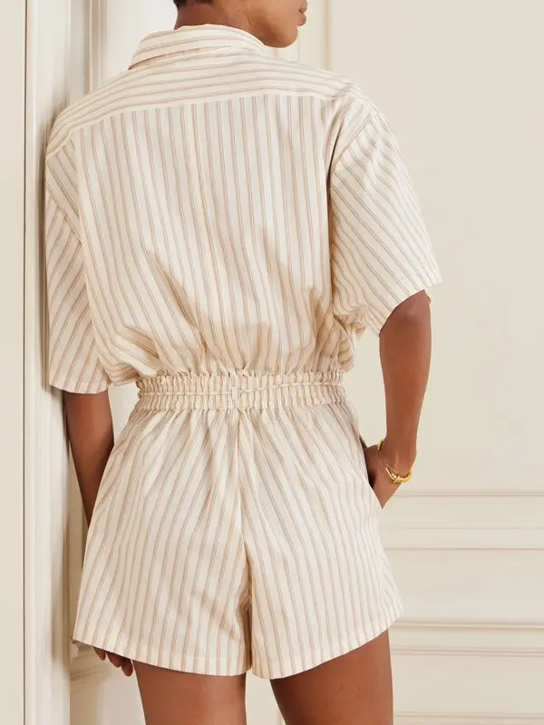 Faithfull The Brand Faia Striped Cotton-poplin Playsuit