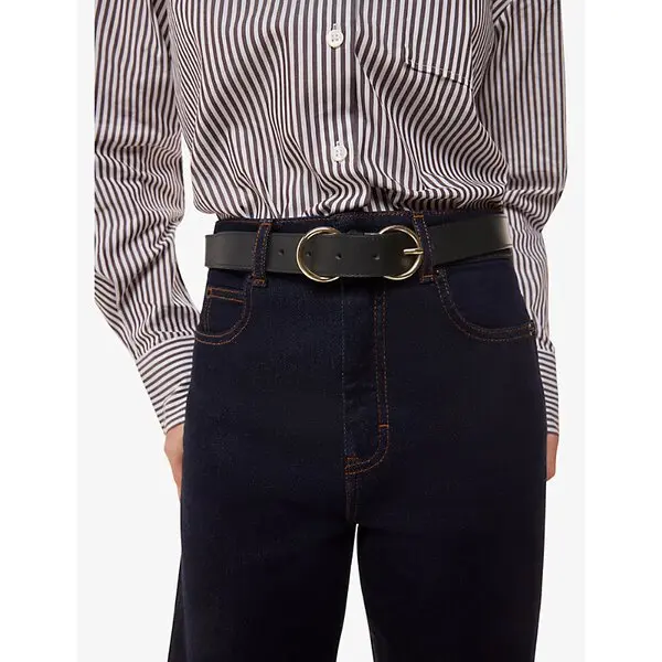 Whistles Double-ring Buckle Leather Belt - Black