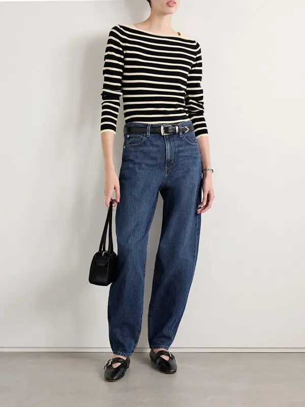 FRAME The Narrow High-rise Tapered Jeans - Blue