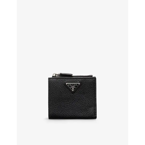 Prada Logo-plaque Small Leather Wallet - Black
