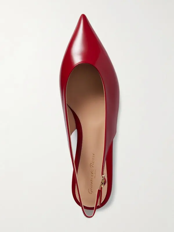 GIANVITO ROSSI Robbie Patent-leather Slingback Flats