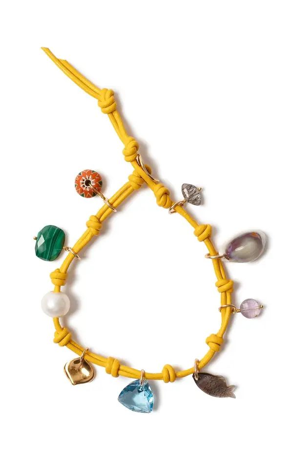 Chan Luu Mariposa Leather Multi-gem Charm Anklet