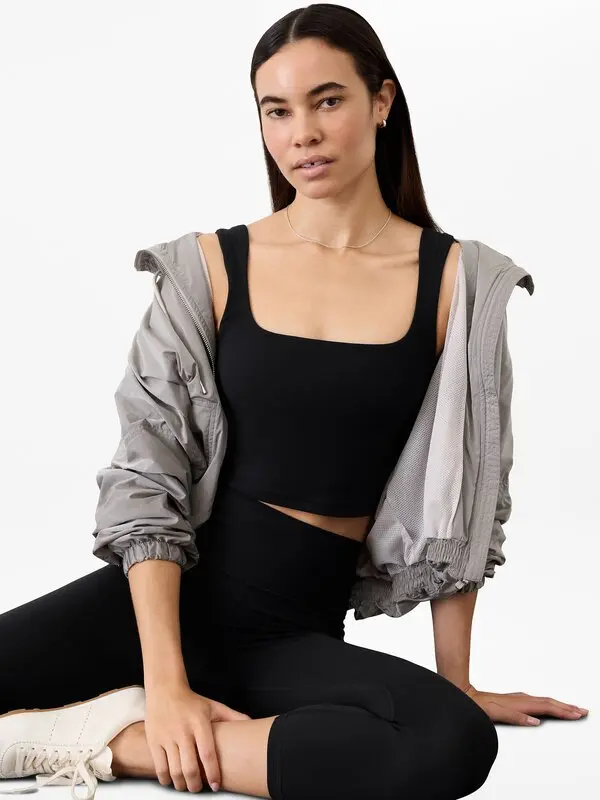 Athleta Transcend Square Neck Crop Sports Bra A-c - Black