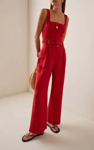 Onia Linen-blend Pleated Pants