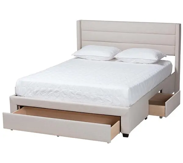 BAXTON STUDIO Braylon Fabric Full Storage Platf Orm Bed