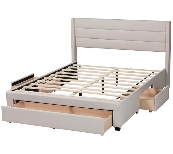 BAXTON STUDIO Braylon Fabric Full Storage Platf Orm Bed