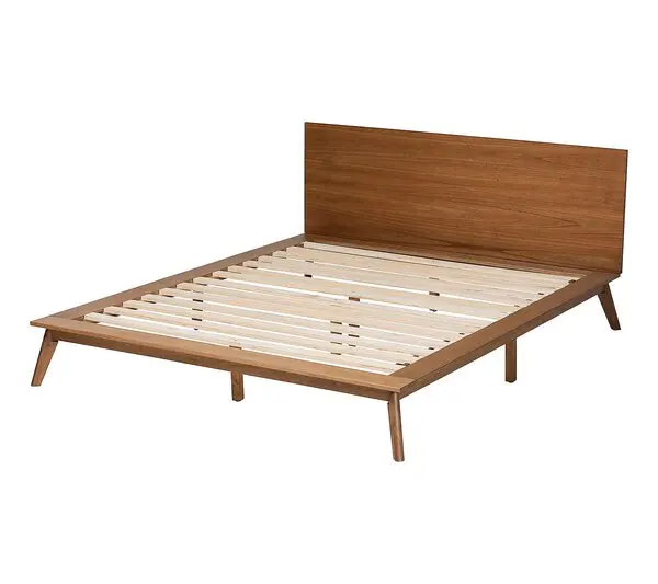 BAXTON STUDIO Wheatley Walnut Brown Wood King Platform Bed