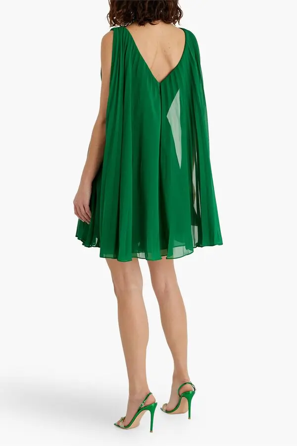 Zac Posen Cape-effect Pleated Chiffon Mini Dress