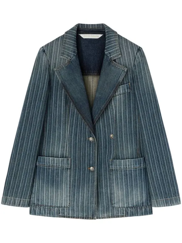 Palm Angels Pinstripe Denim Blazer