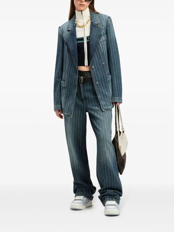 Palm Angels Pinstripe Denim Blazer