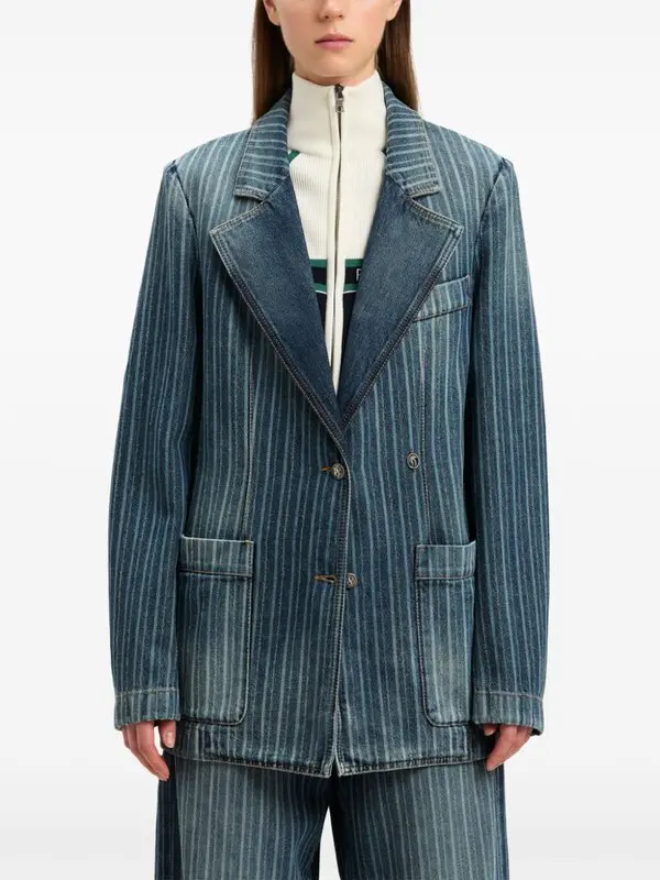 Palm Angels Pinstripe Denim Blazer