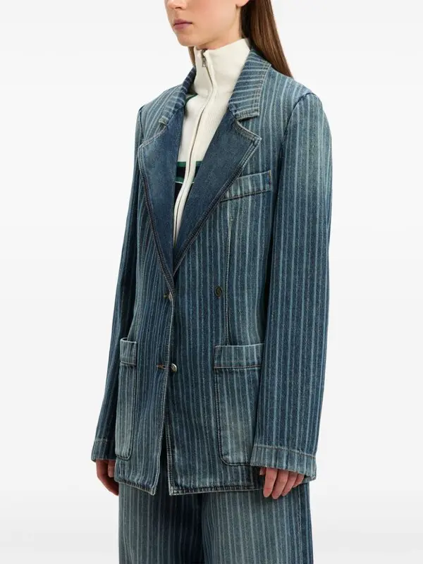 Palm Angels Pinstripe Denim Blazer