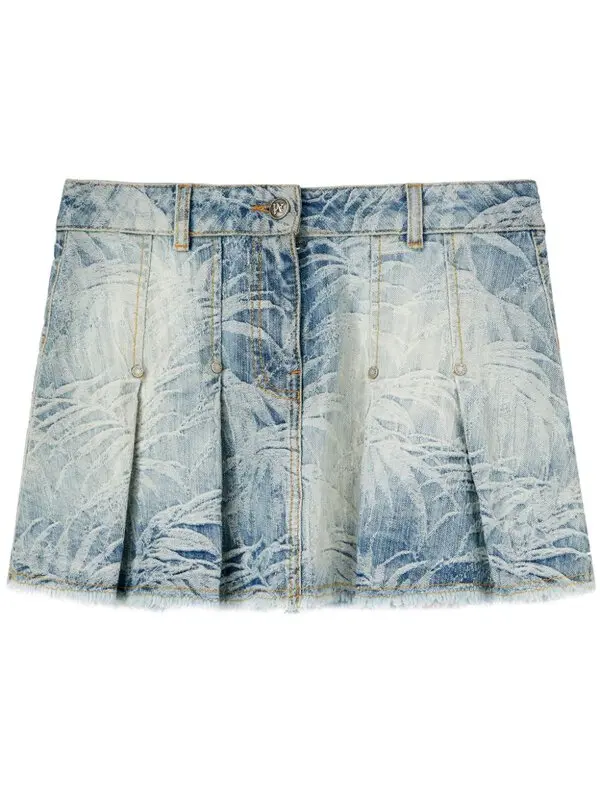 Palm Angels Jacquard Pleated Mini Skirt - Blue
