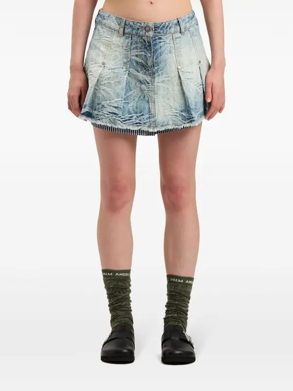 Palm Angels Jacquard Pleated Mini Skirt - Blue