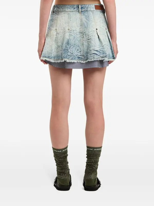 Palm Angels Jacquard Pleated Mini Skirt - Blue
