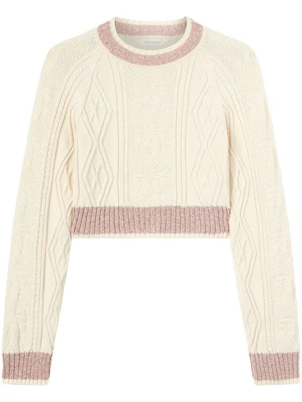 Palm Angels Curved-logo Cable-knit Sweater