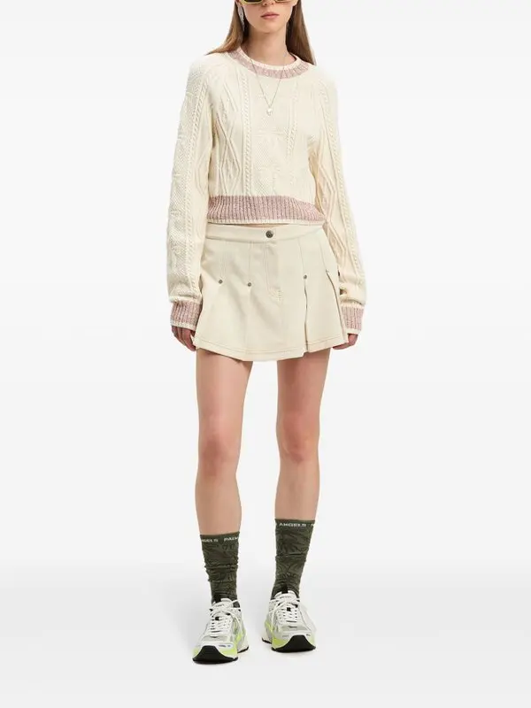 Palm Angels Curved-logo Cable-knit Sweater