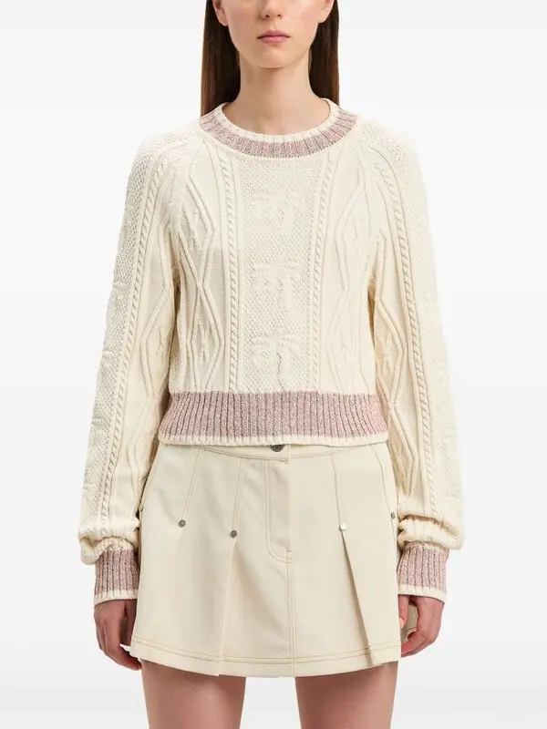 Palm Angels Curved-logo Cable-knit Sweater
