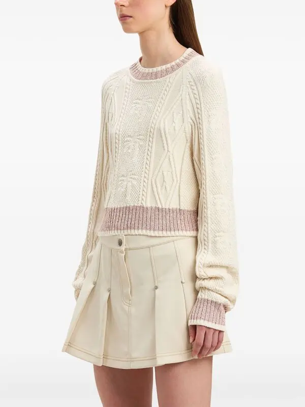 Palm Angels Curved-logo Cable-knit Sweater