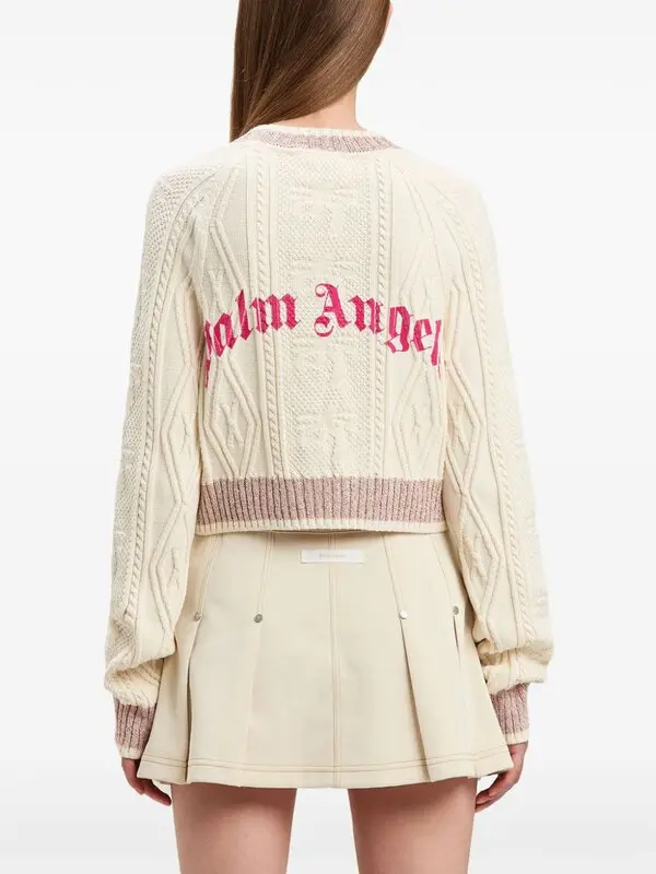 Palm Angels Curved-logo Cable-knit Sweater