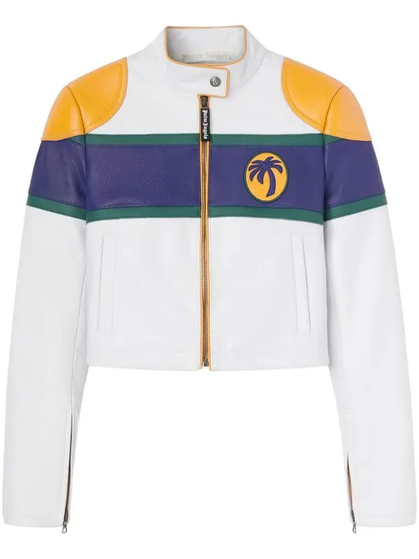 Palm Angels Classic Logo Biker Leather Jacket