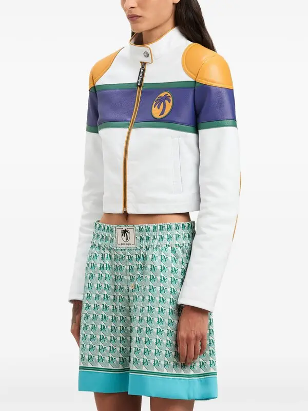 Palm Angels Classic Logo Biker Leather Jacket