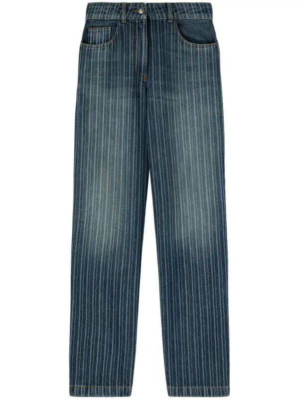 Palm Angels Pinstriped Straight Leg Jeans