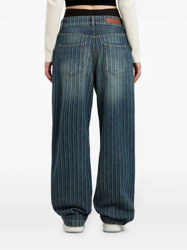 Palm Angels Pinstriped Straight Leg Jeans