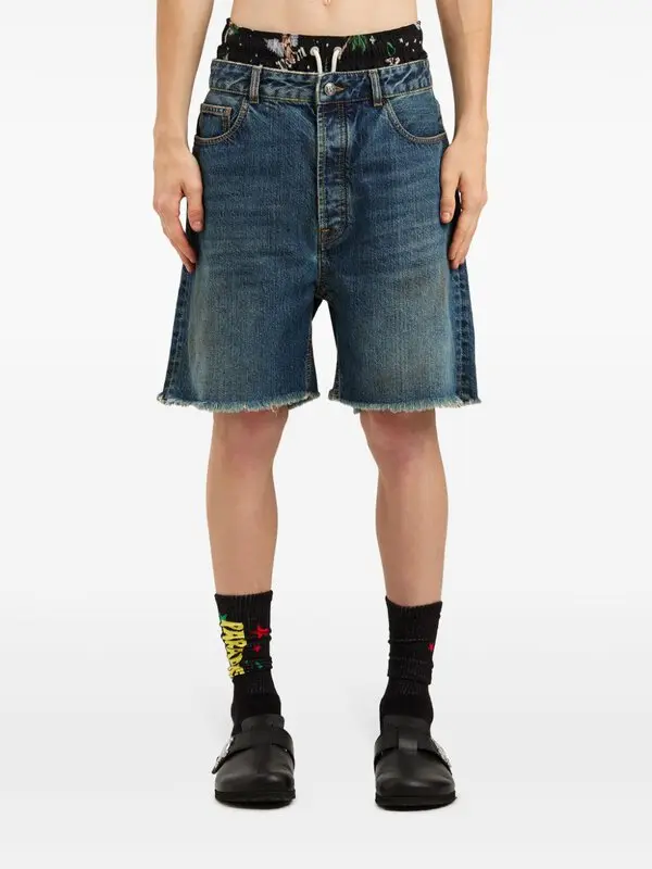 Palm Angels Logo-print Denim Shorts