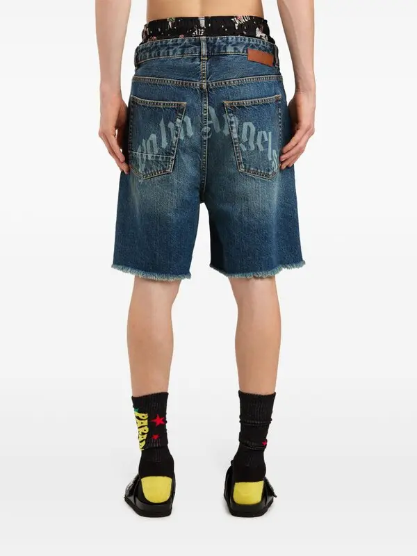 Palm Angels Logo-print Denim Shorts