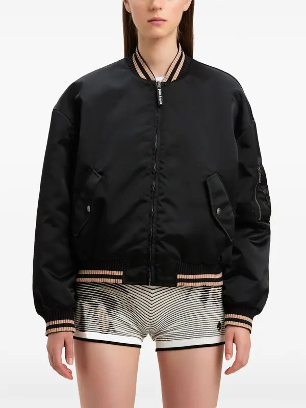 Palm Angels Curved Logo Bomber Jacket - Black
