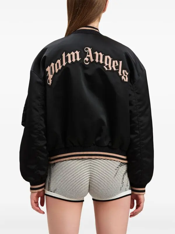 Palm Angels Curved Logo Bomber Jacket - Black