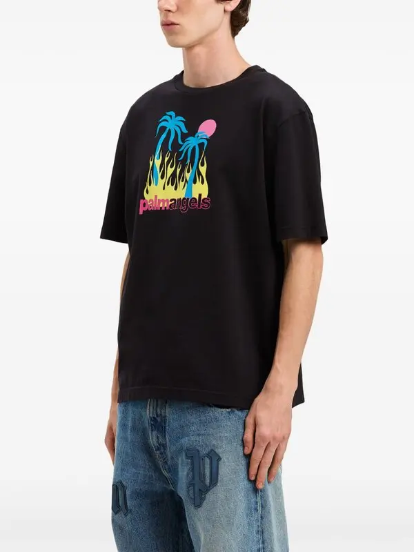 Palm Angels Burning Oasis T-shirt - Black