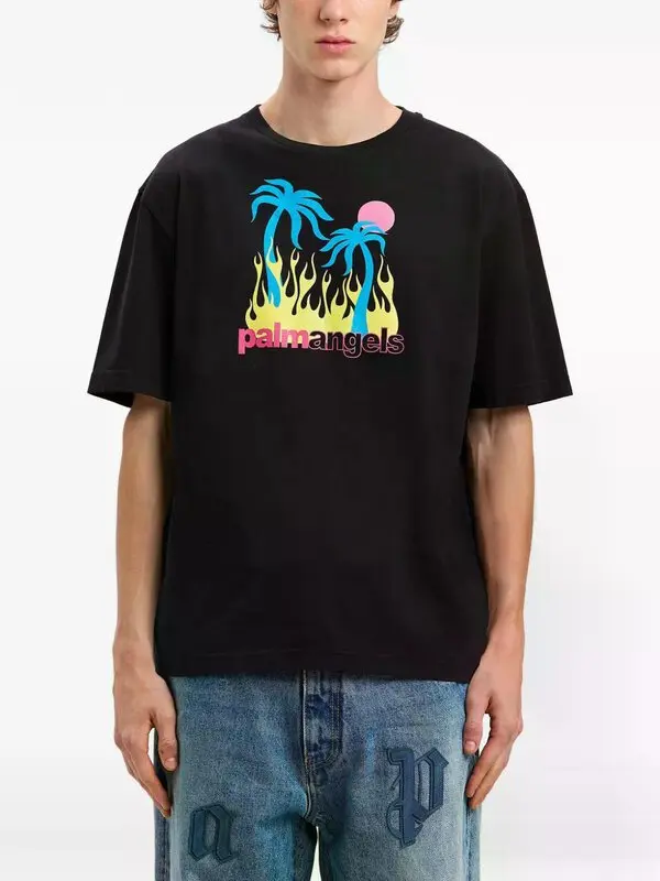 Palm Angels Burning Oasis T-shirt - Black