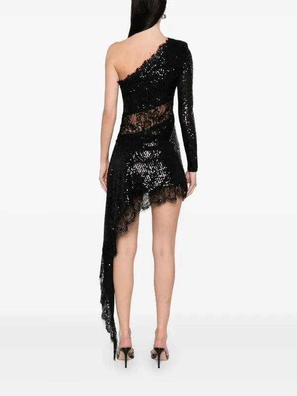 NISSA Lace-insert Sequined Mini Dress
