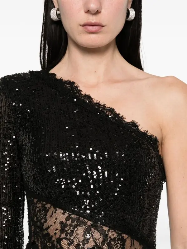 NISSA Lace-insert Sequined Mini Dress